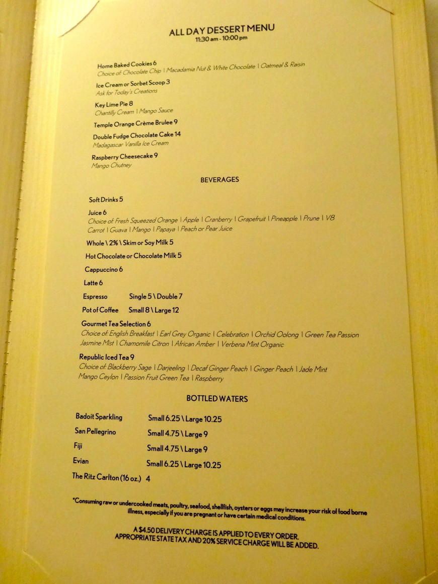 Room Service Review: Ritz Carlton Palm Beach - Magic of Miles